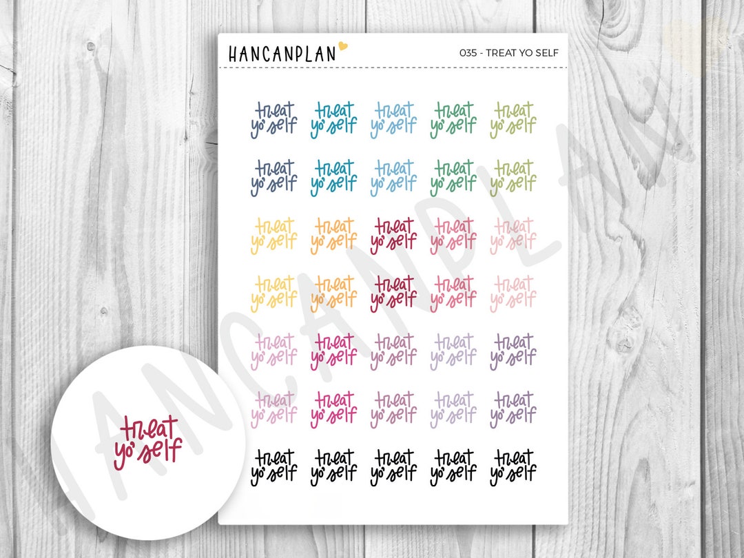 035 - Treat Yo Self Script | Planner Stickers | Handlettered by ...