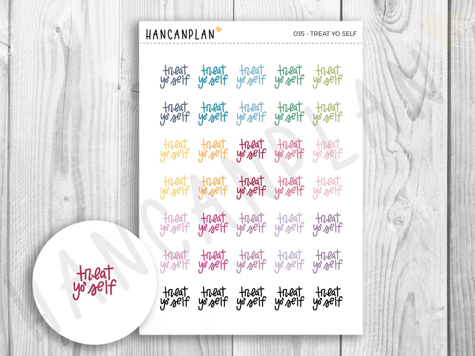 035 - Treat Yo Self Script | Planner Stickers | Handlettered by ...