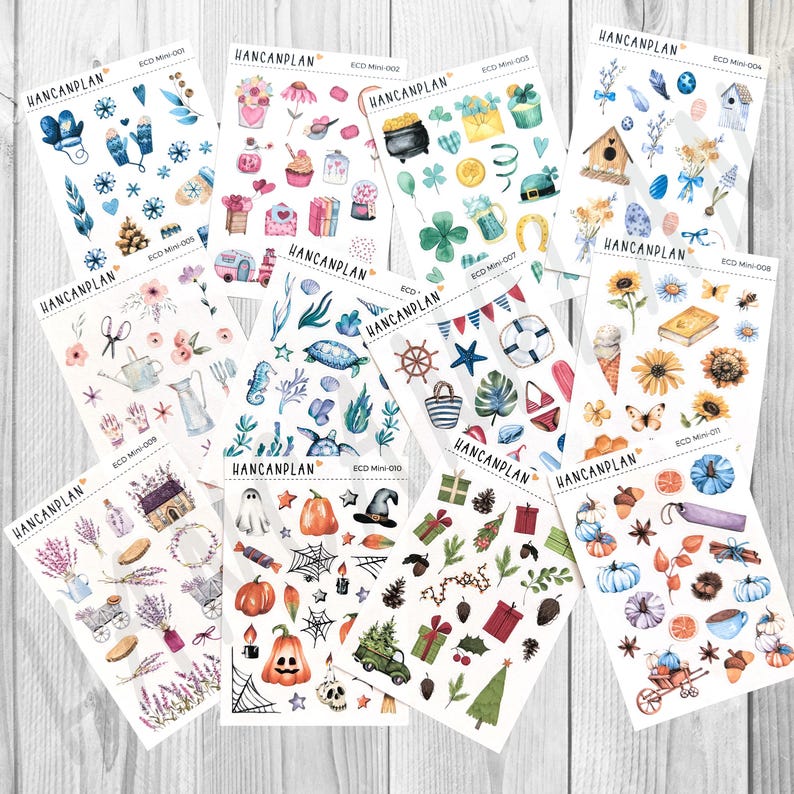MINI ECD- Vol1 - EC Colorful Matching Decor 12-month Set | Erin Condren ...