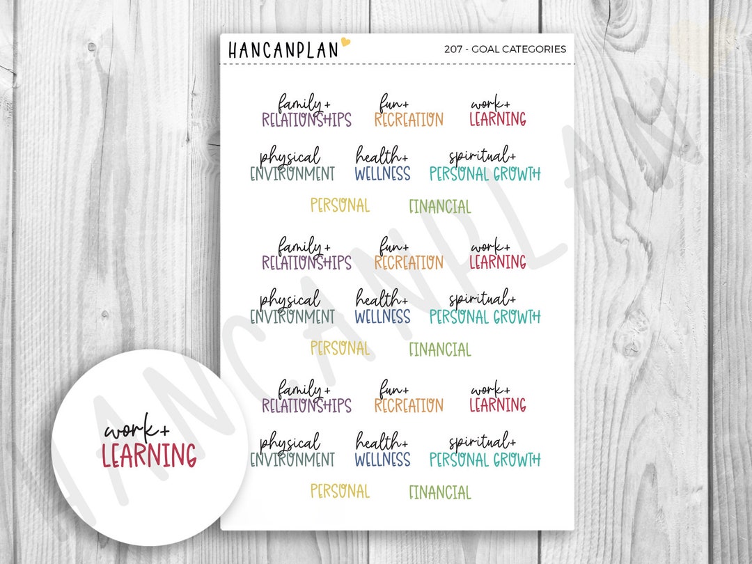 207 - Goal Categories | Planner Stickers | Handlettered by Hancanplan ...