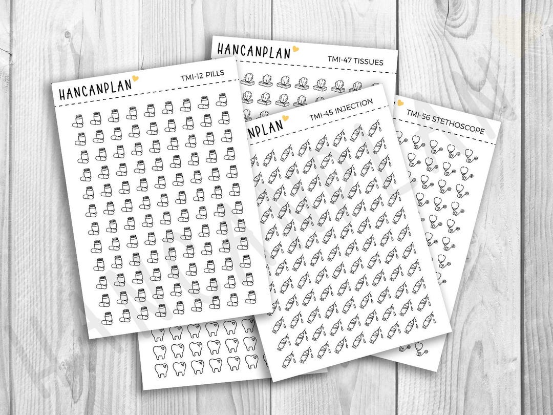 Mini HEALTH Icons | Transparent Planner Stickers - Etsy