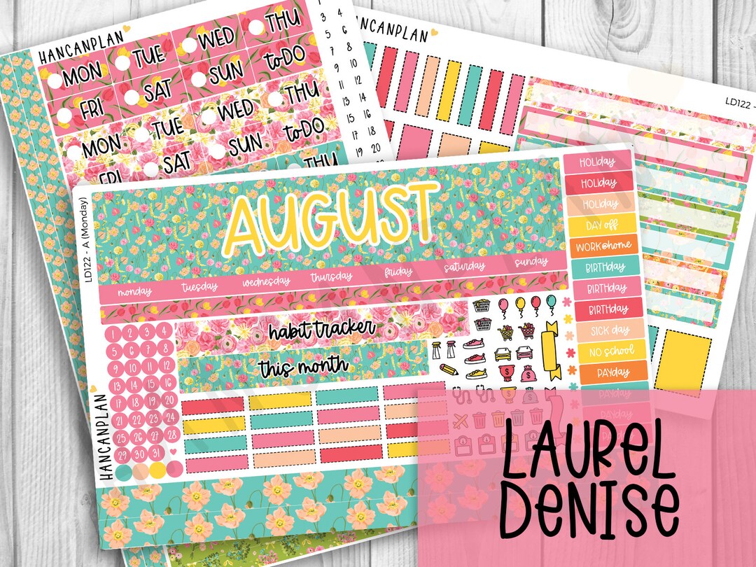 LD-122 Summer Bouquet Laurel Denise Monthly and Weekly Planner Stickers ...
