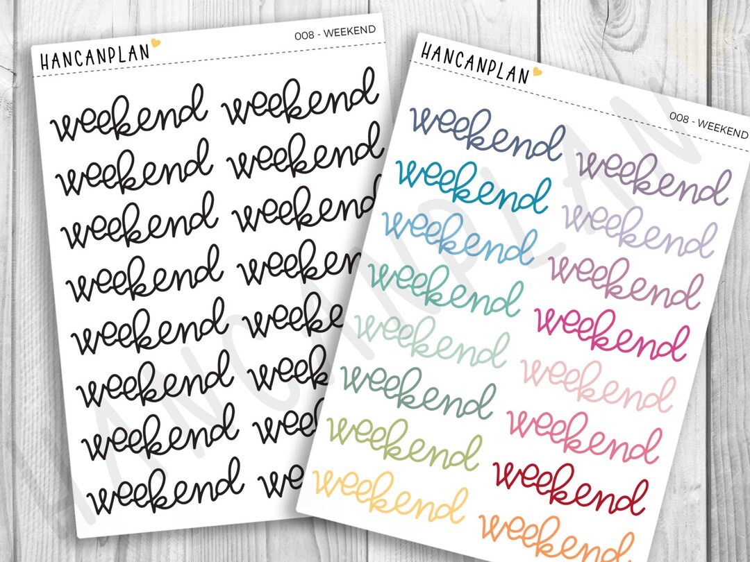 008 - Weekend Script | Planner Stickers | Hand Lettered by Hancanplan ...