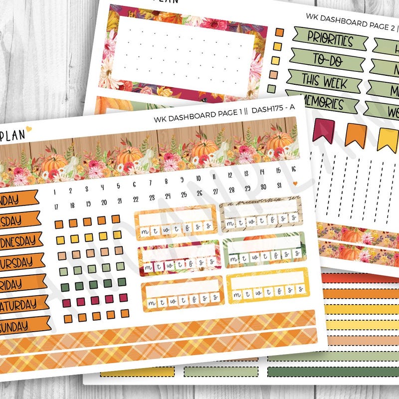 Weekly Dashboard Stickers - Etsy