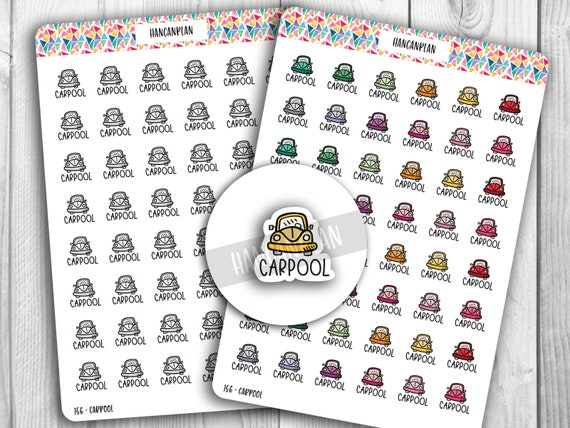 156 Carpool Stickers Stickers Planner Stickers by - Etsy
