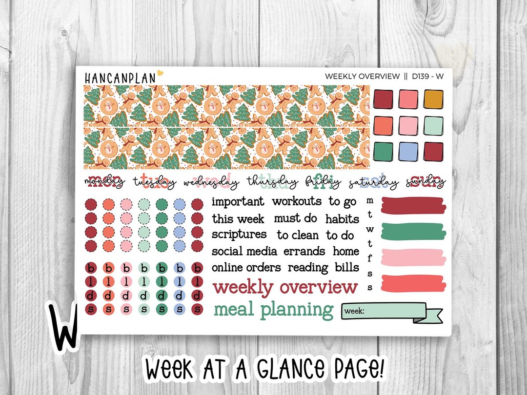 D-139-W MERRY A5 WEEKLY Overview Stickers Daily Duo - Etsy