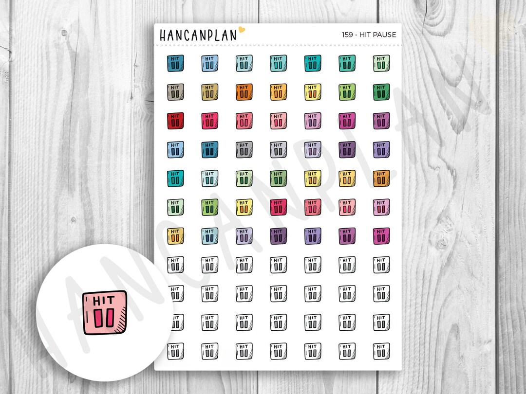 159 - Hit Pause Stickers| Self Care | Planner Stickers | Hand Lettered ...