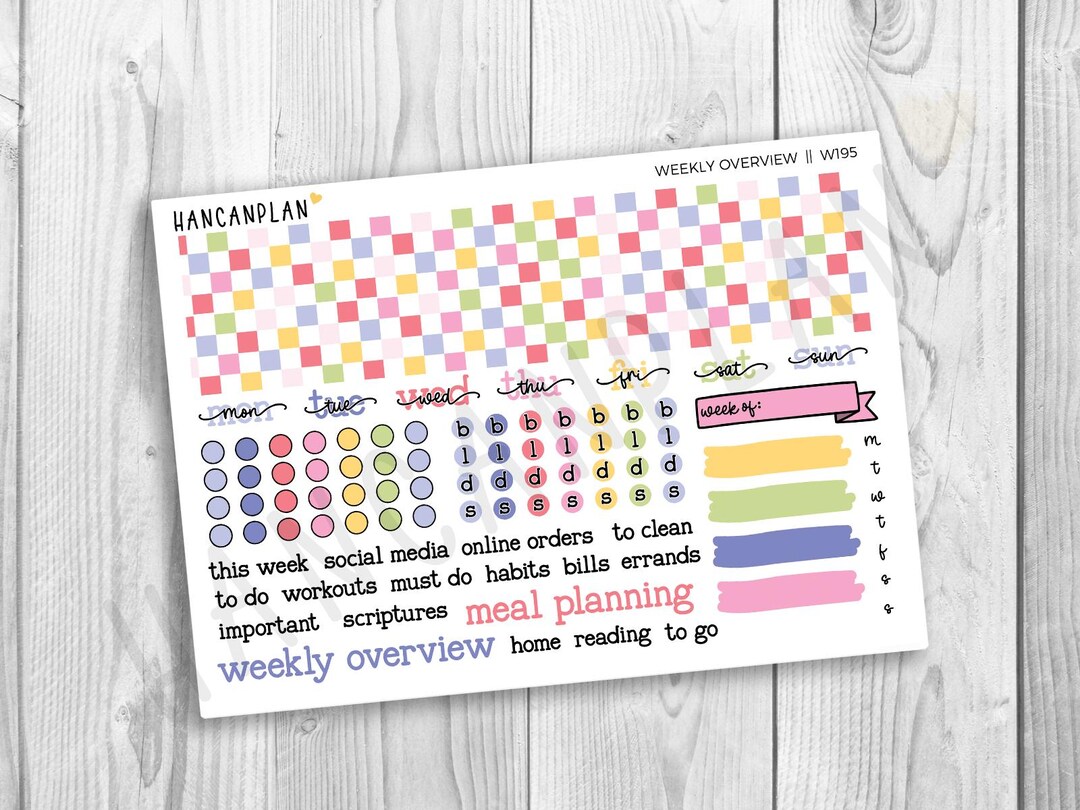 W-195 || Freshly Picked | WEEKLY OVERVIEW Add on Stickers - Etsy