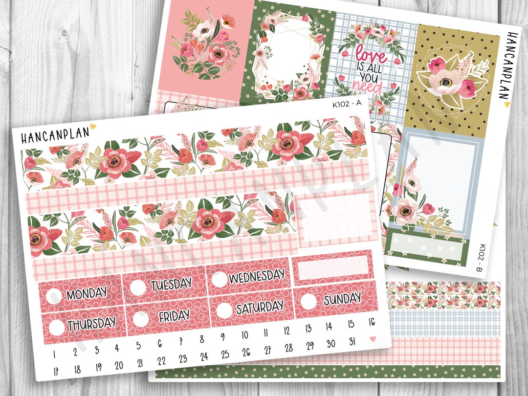 K-102 PINK PETALS WEEKLY Planner Kit Erin Condren Makselife - Etsy