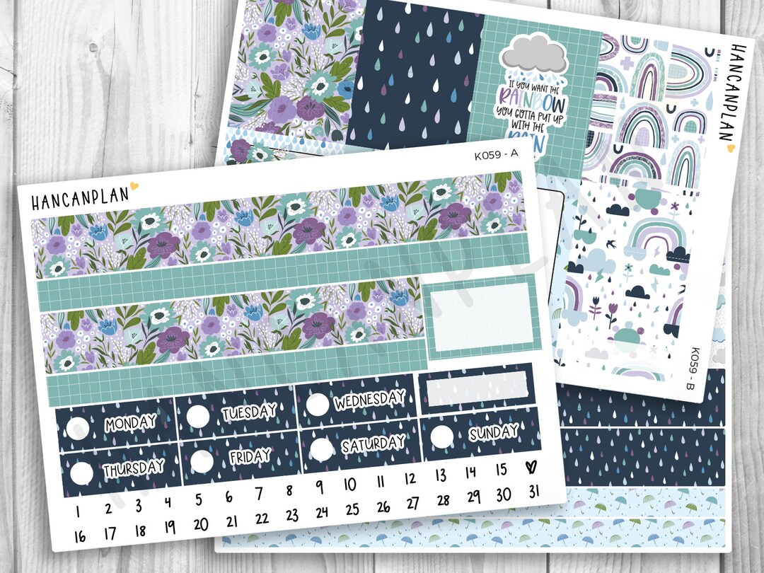 K-059 SHOWERS N' FLOWERS WEEKLY Planner Kit Erin - Etsy