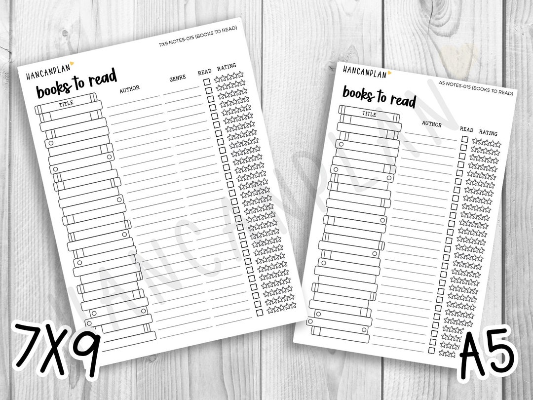 NT016 | "books to Read" Planner Full Page Stickers | Tbr Tracker - Etsy