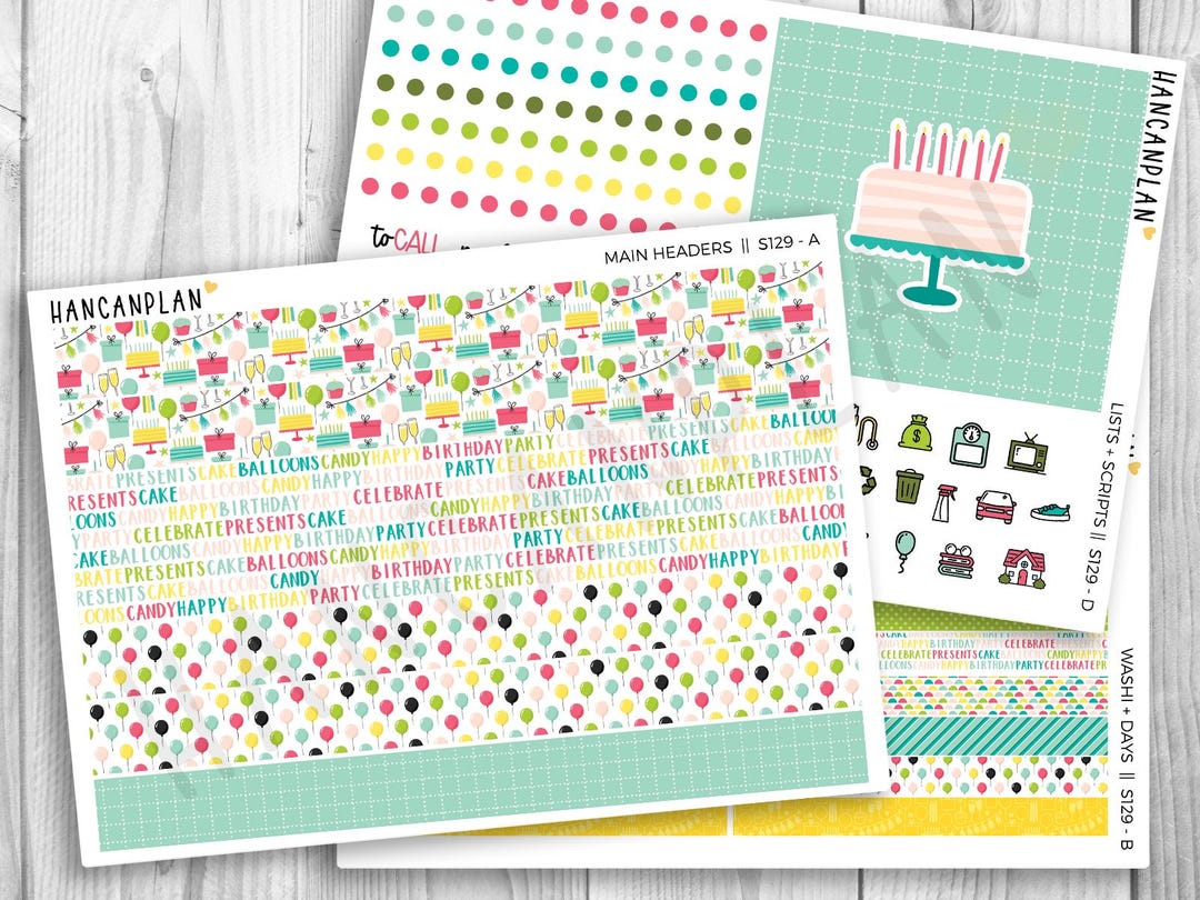 S-129 || 7x9 Daily Duo | Happy Birthday! | Erin Condren Daily Duo Kit ...