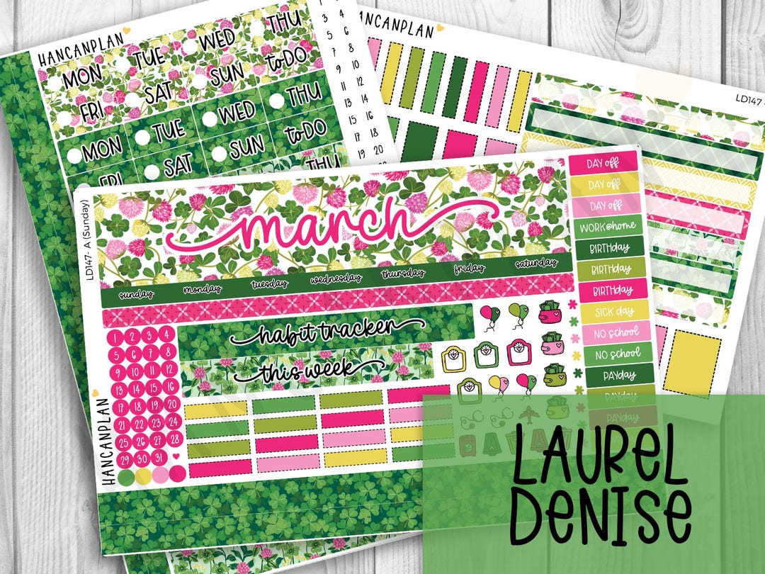 LD-147 || Clover | Laurel Denise Monthly and Weekly Planner Stickers ...