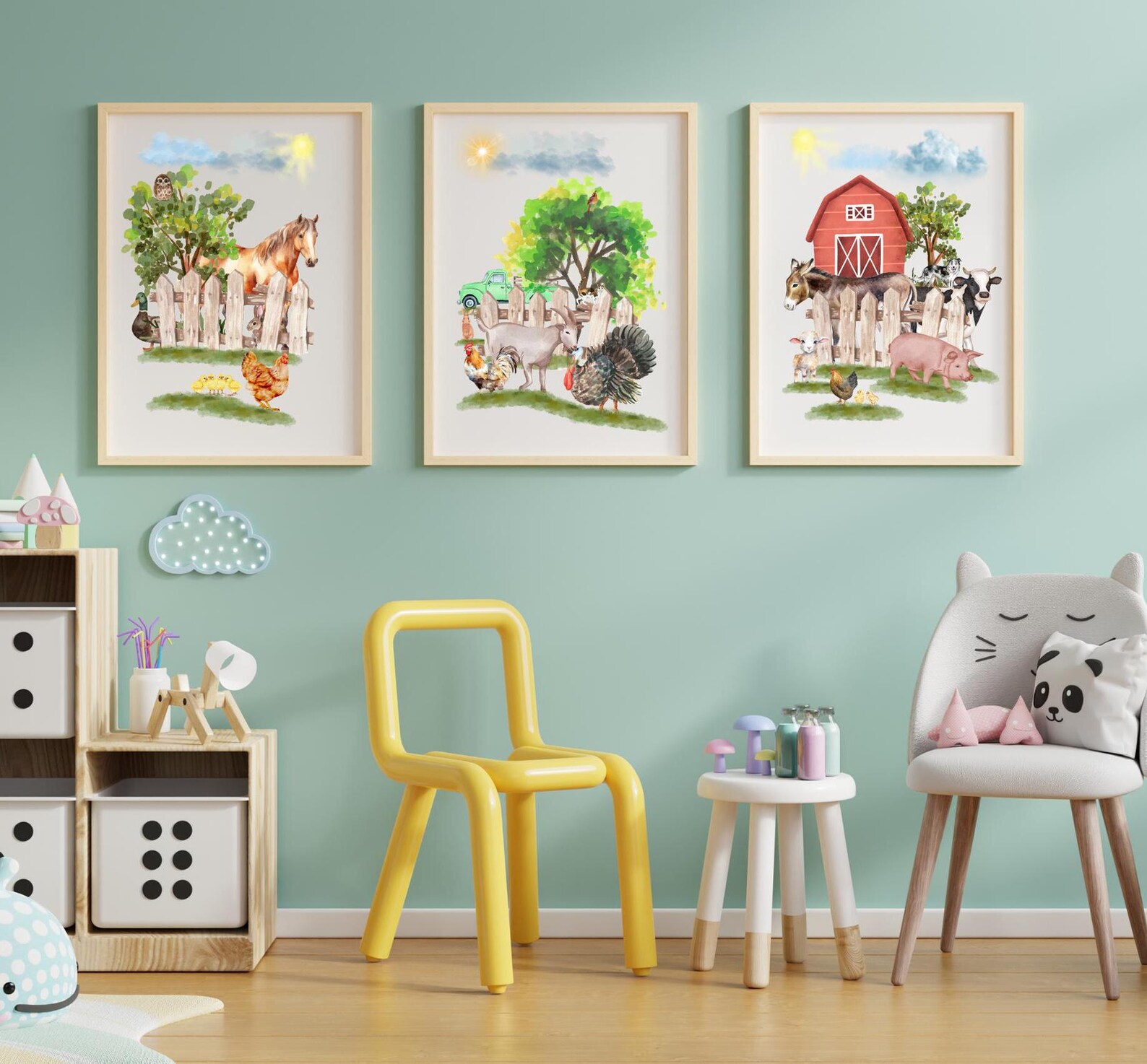 Farm Animals Children Wall Art, Farm Animals Digital Wall Art, Farm ...