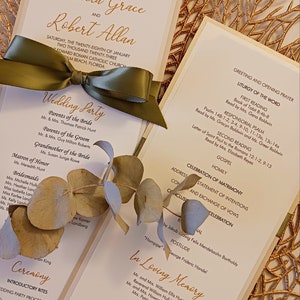 Wedding Ceremony Program Double Sided With Ribbon Bow - Etsy