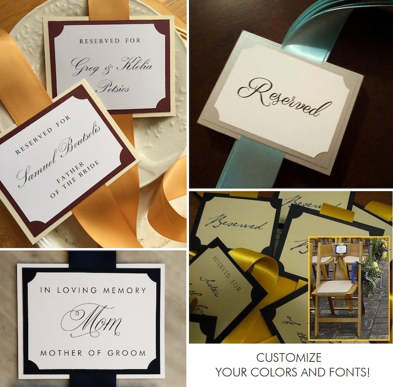 Chair Signs in Custom Colors Fonts Reserved for Wedding - Etsy
