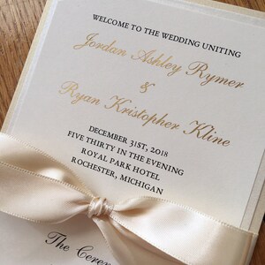 Wedding Ceremony Program Double Sided With Ribbon Bow - Etsy