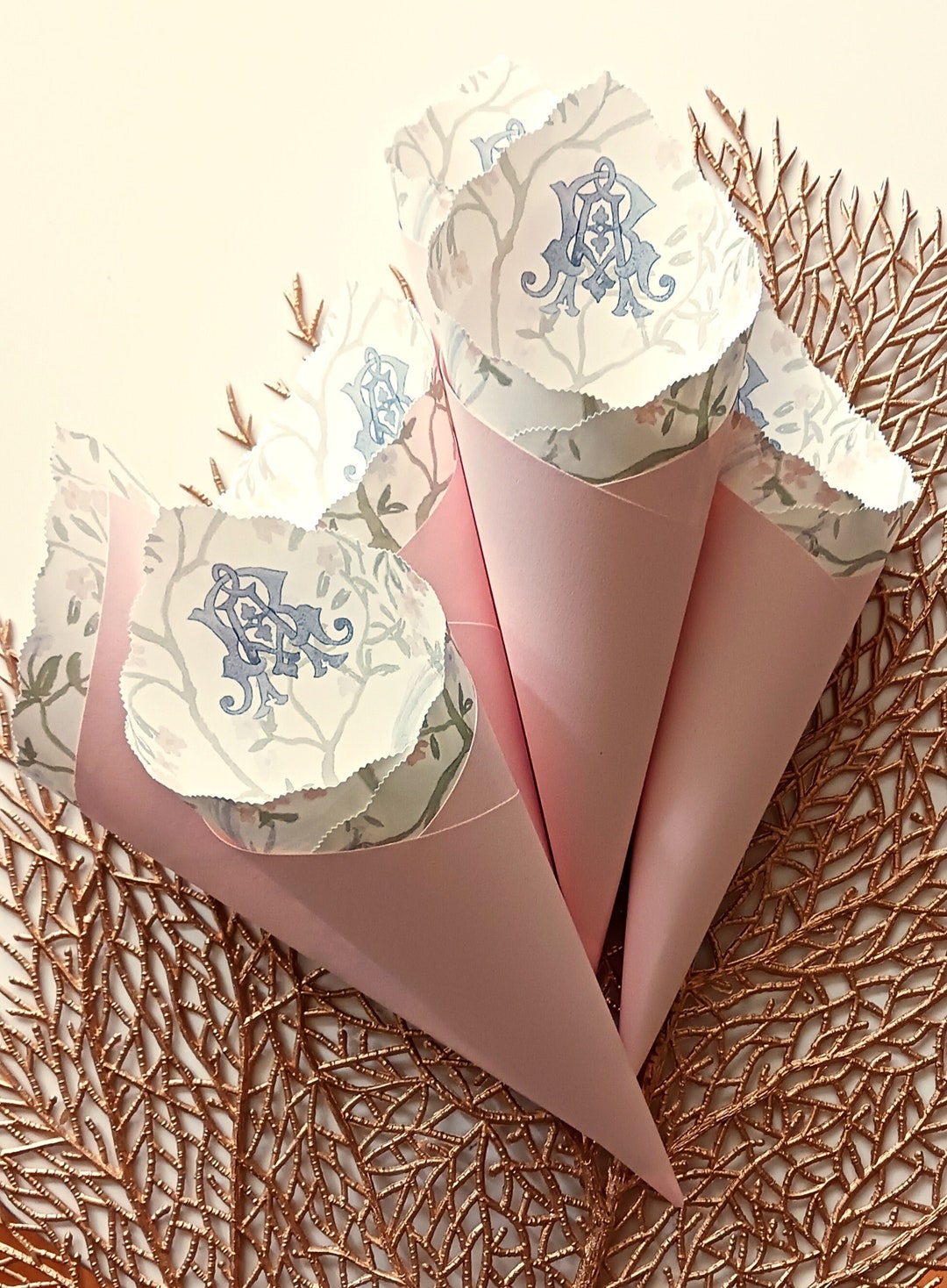 Wedding Cones With Custom Logo, Colors, Foil for Petal Toss, Confetti ...