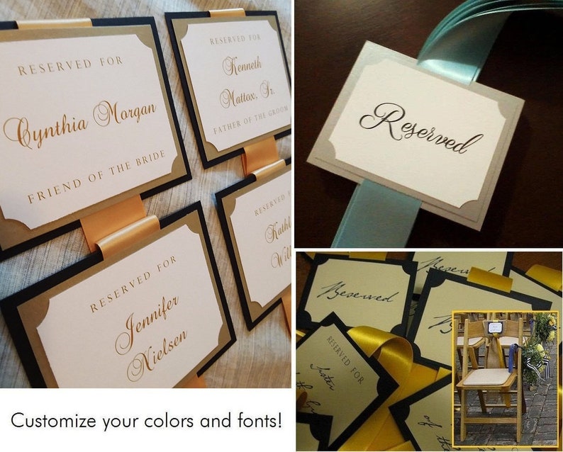 Chair Signs in Custom Colors Fonts Reserved for Wedding | Etsy