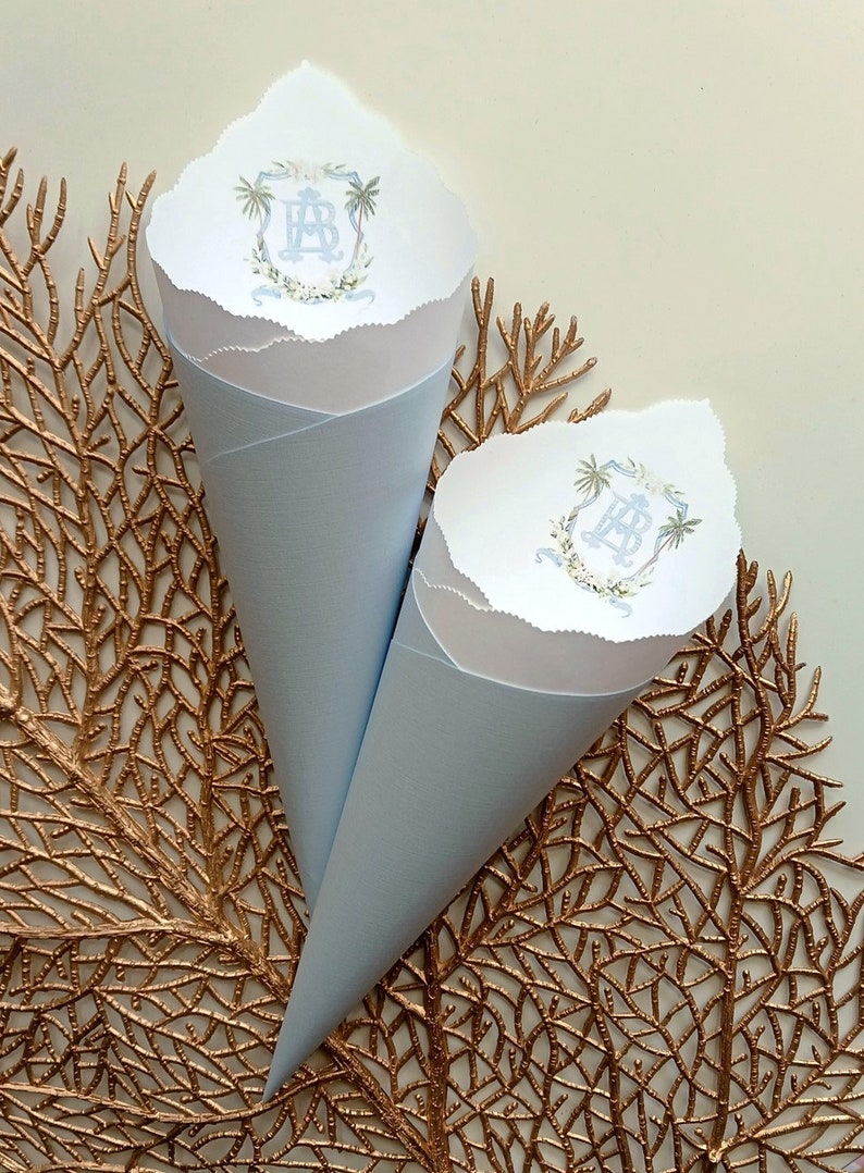 Wedding Cones With Custom Logo, Colors, Foil for Petal Toss, Confetti ...