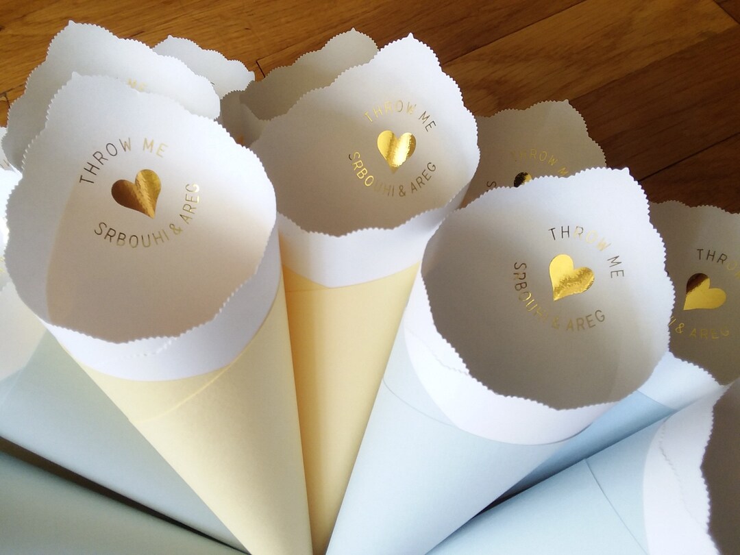 Wedding Cones in Custom Colors, Foil for Petal Toss, Confetti Bar, Seed ...