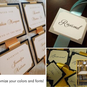 Chair Signs in Custom Colors Fonts Reserved for Wedding | Etsy