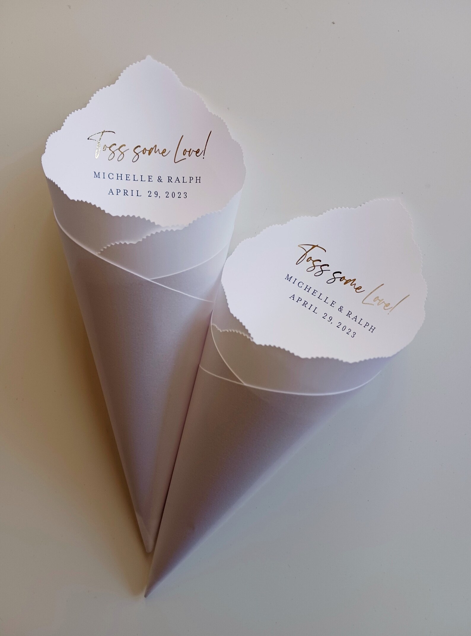 Wedding Cones in Custom Colors Foil for Petal Toss Confetti - Etsy