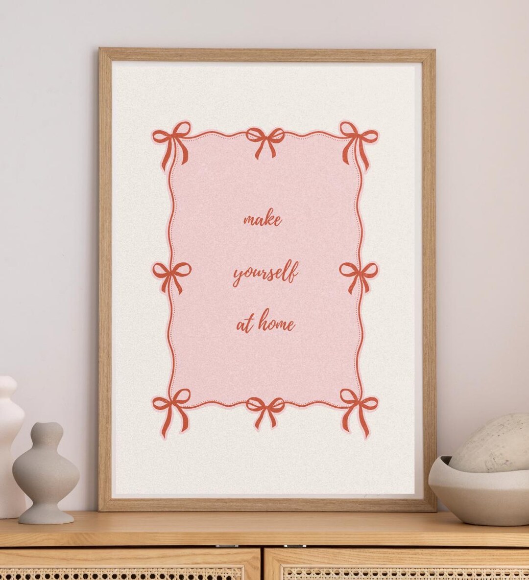 Make Yourself at Home Poster | Cozy Ribbon Border Wall Art - Etsy