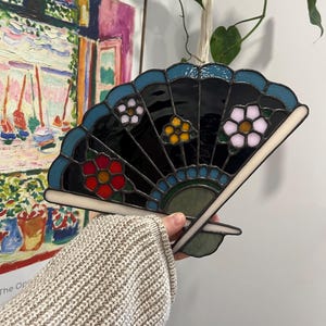 Stained Glass Floral "paper" Folding Fan - Etsy