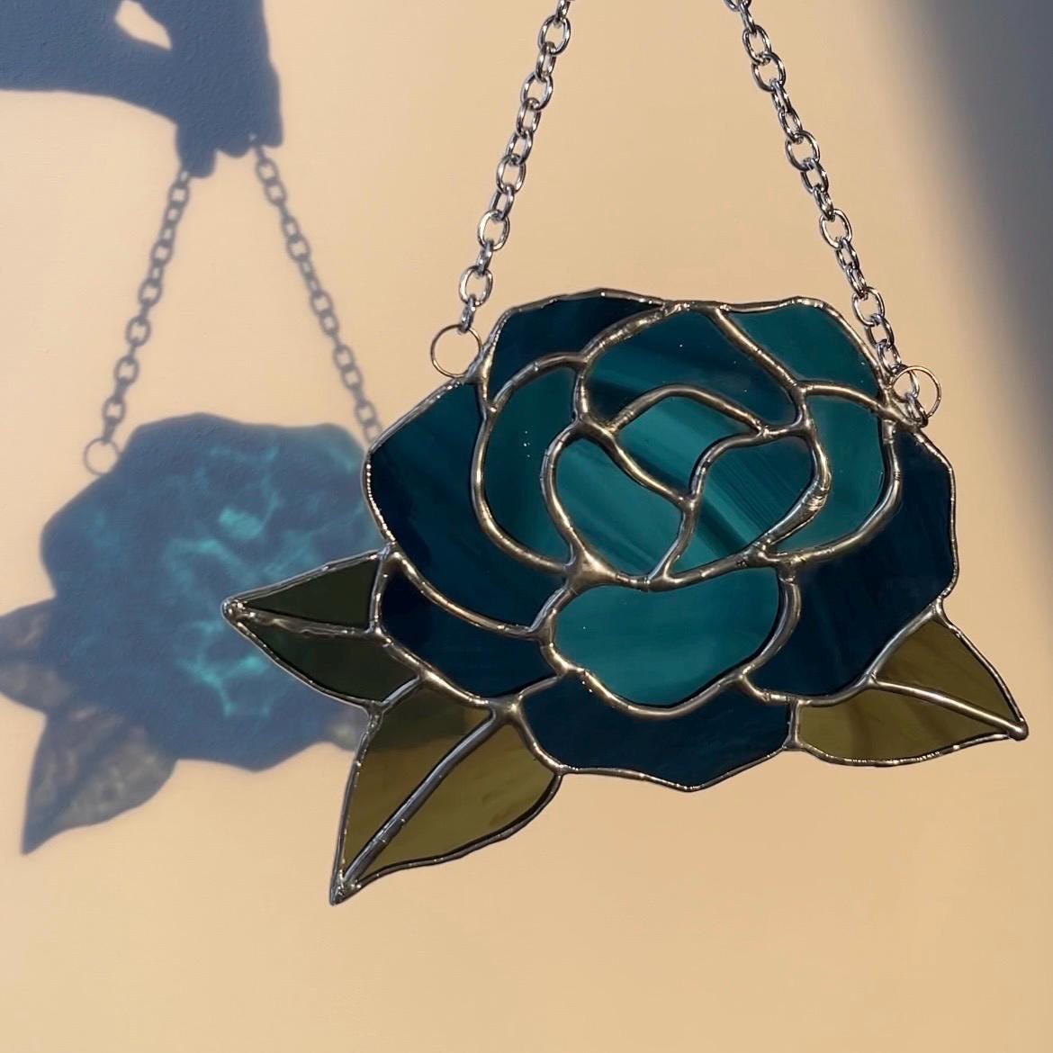 Stained Glass Rose Suncatcher - Etsy