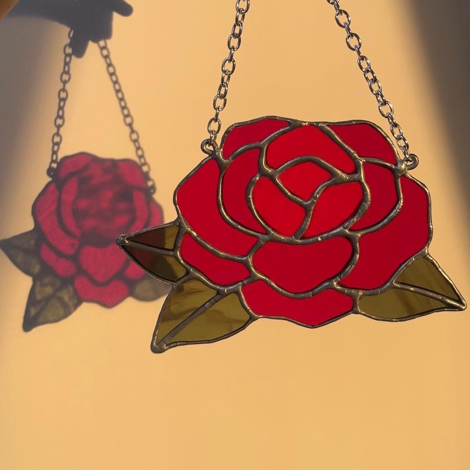 Stained Glass Rose Suncatcher - Etsy