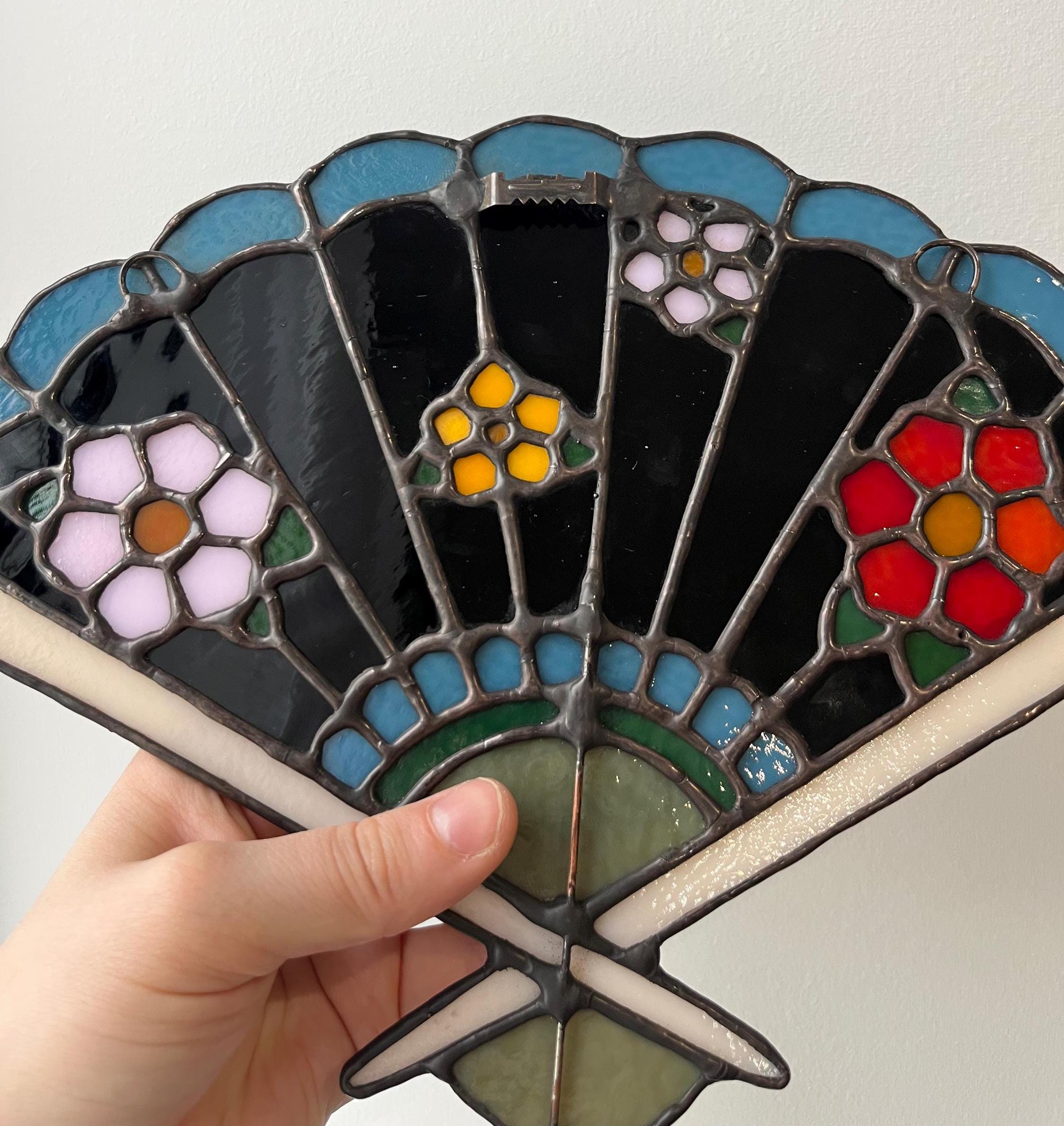 Stained Glass Floral "paper" Folding Fan - Etsy