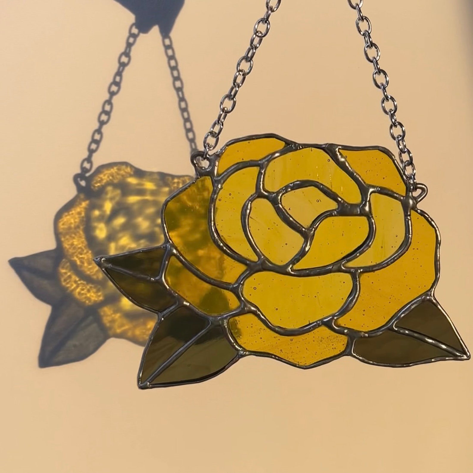 Stained Glass Rose Suncatcher - Etsy