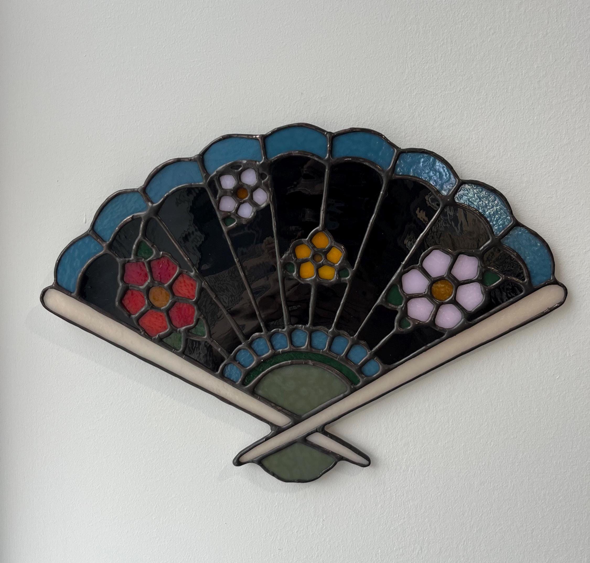 Stained Glass Floral "paper" Folding Fan - Etsy