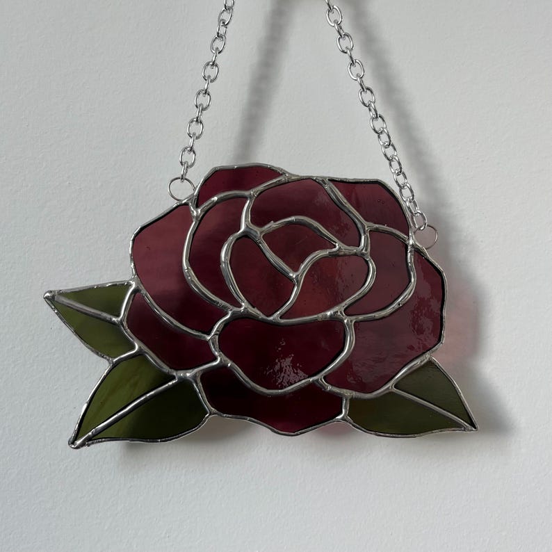 Stained Glass Rose Suncatcher - Etsy
