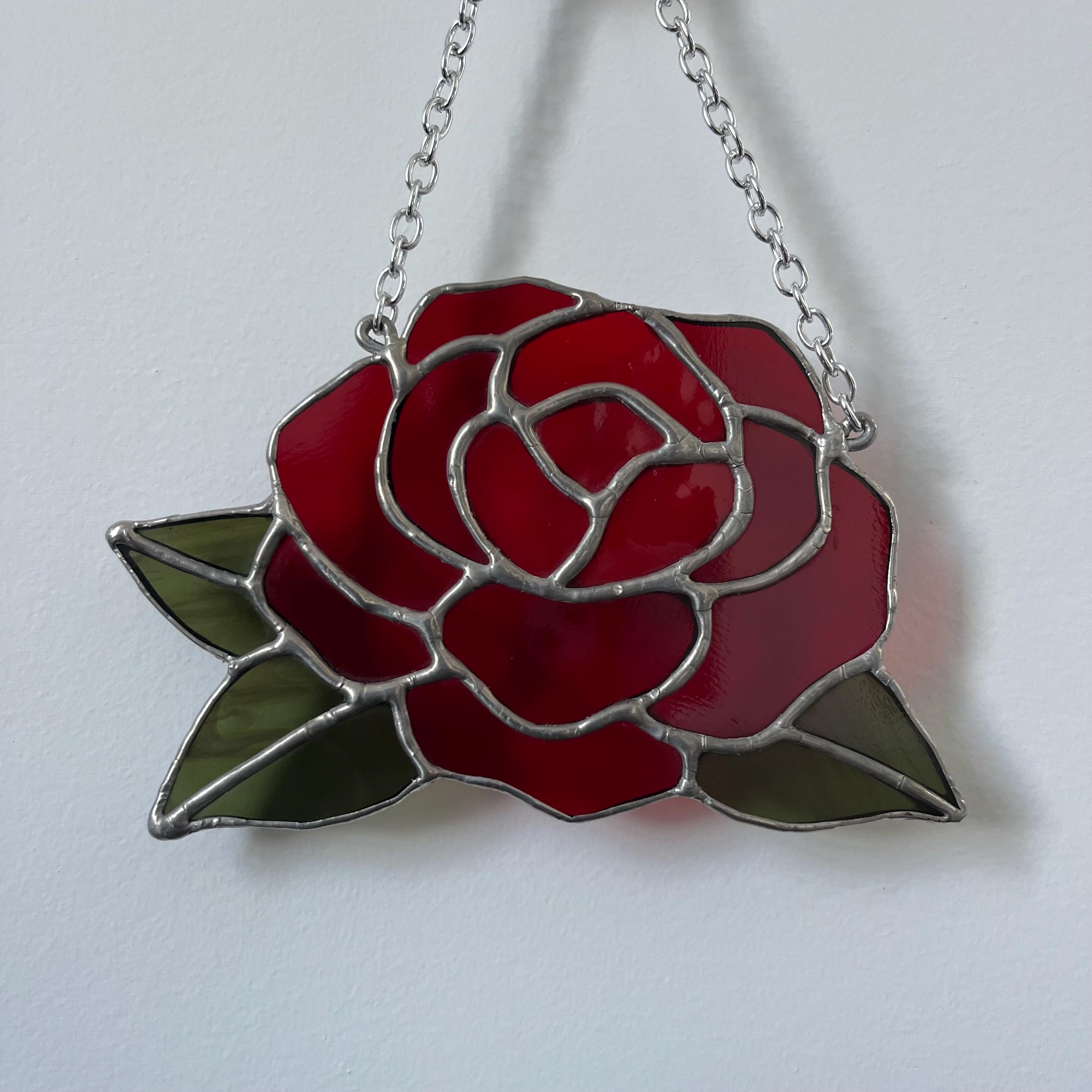 Stained Glass Rose Suncatcher - Etsy