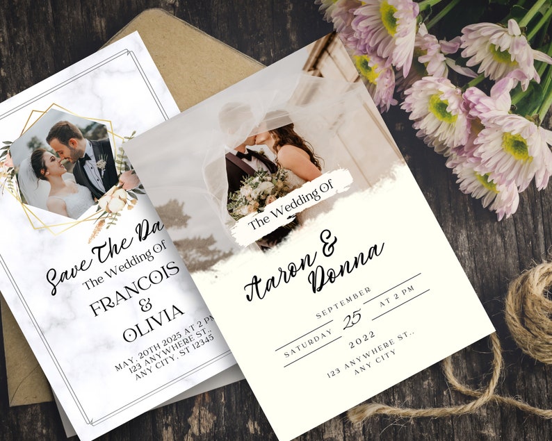 Purple Pink Floral Wedding Invitation Bundle, Digital Bundle ...