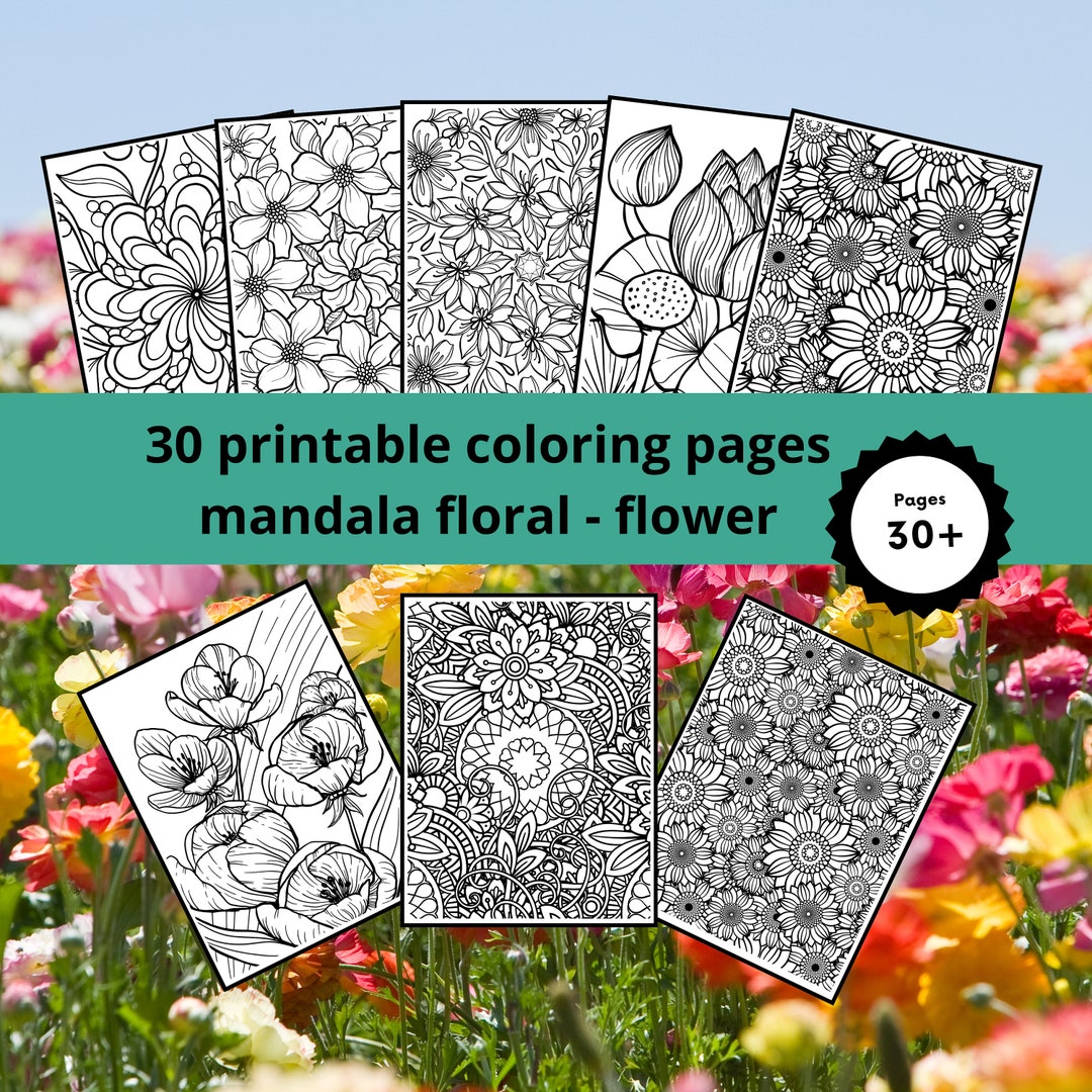 30 Floral Mandala Coloring Pages Flower Coloring Pages Printable ...