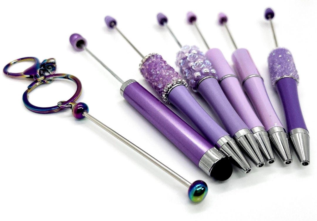 Lavender Beadable Pen Bundle: Bling Glamour Set With Keychain & Stylus ...