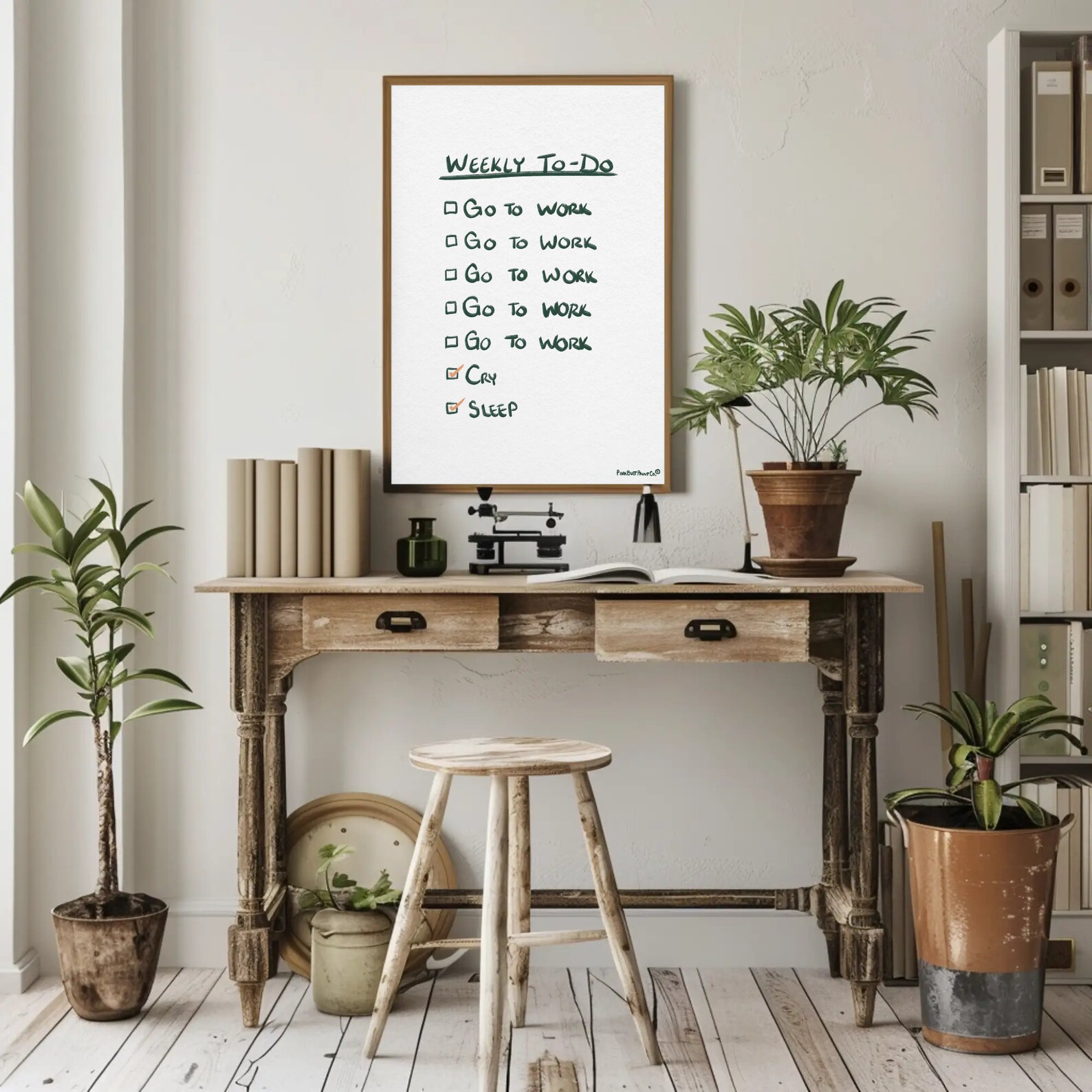 Funny Weekly to Do List Poster | Digital Download Retro Office Wall Art ...