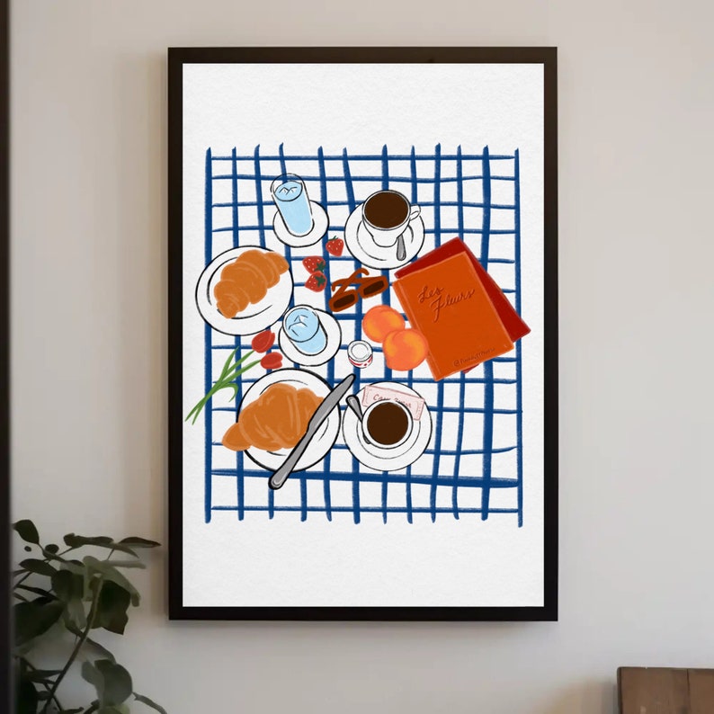 Chic French Picnic Poster Digital Download Feminine Retro Wall Art for ...