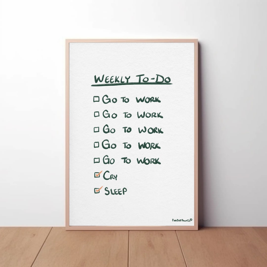 Funny Weekly to Do List Poster | Digital Download Retro Office Wall Art ...