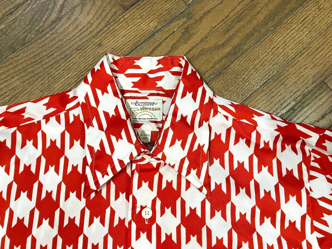 1970s Arrow Ultressa Large Silky Poly Shirt, Dacron, Disco, LS, 16-16.5 Neck, Groovy, Vintage ...
