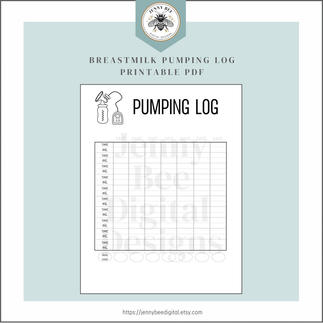 Printable Pumping Log black and White - Etsy