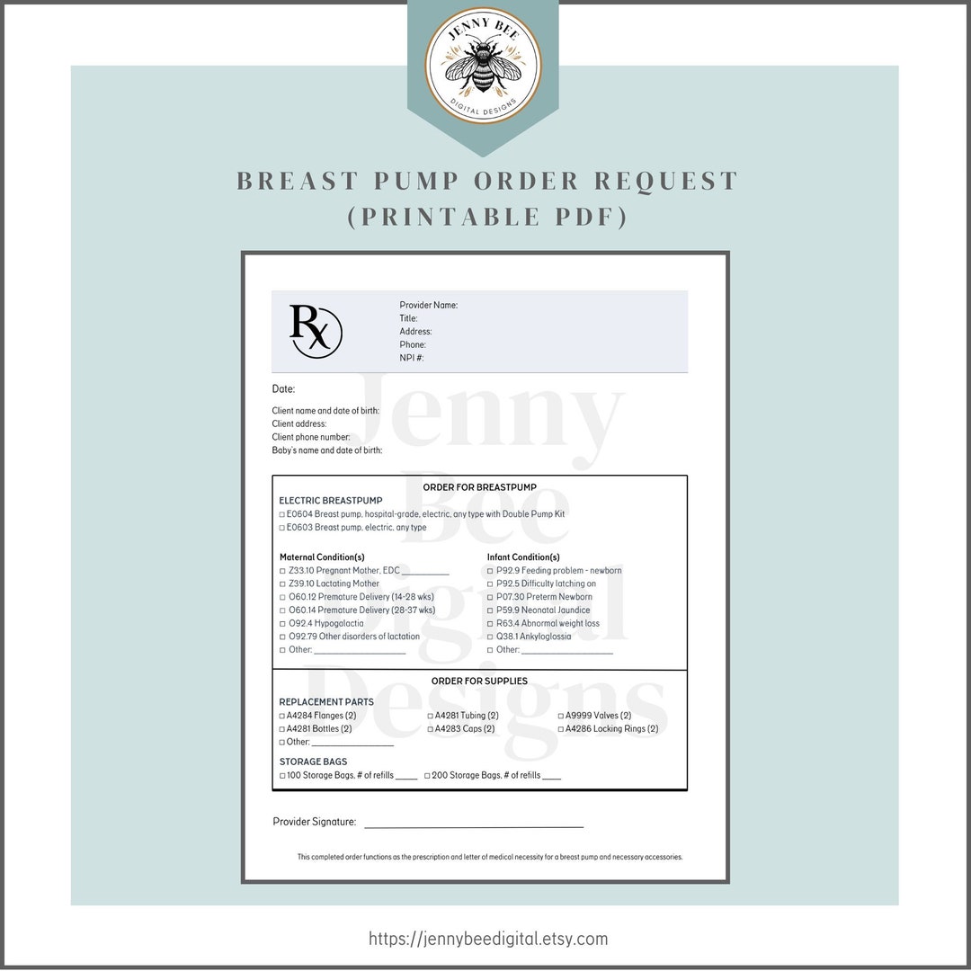 Printable Breast Pump Order Request - Etsy