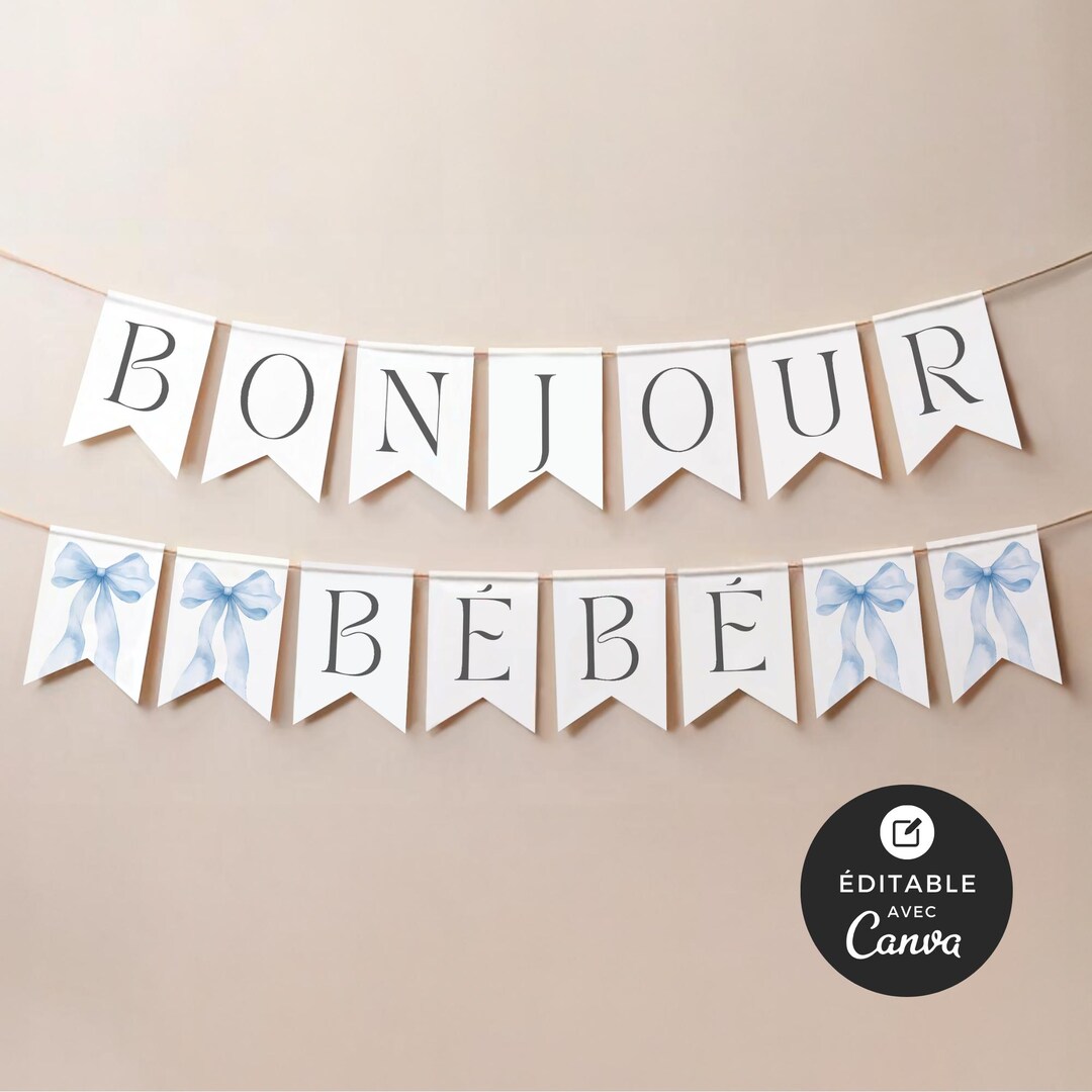 Bannière à Fanions Pour Shower De Bébé, Modèle Canva, Français ...