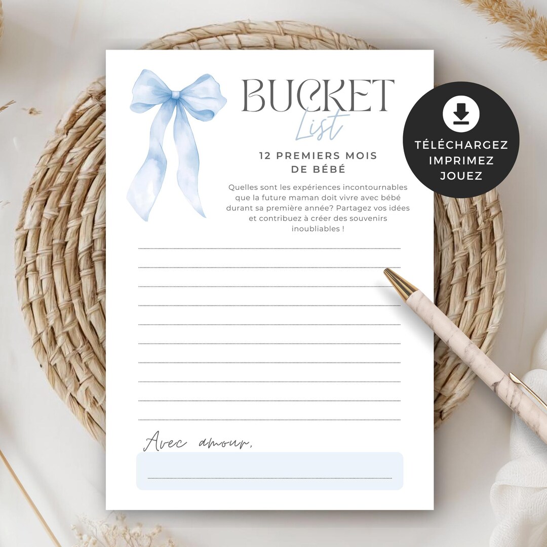 Jeu Shower De Bébé, Bucket List, Français, PDF Imprimable ...