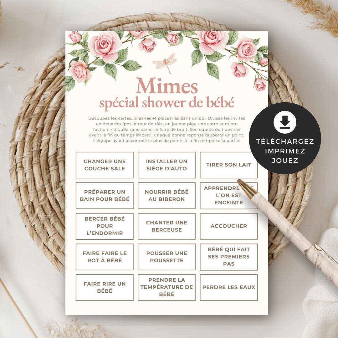 Jeu Pour Shower De Bébé, Mimes, Français, PDF Imprimable ...