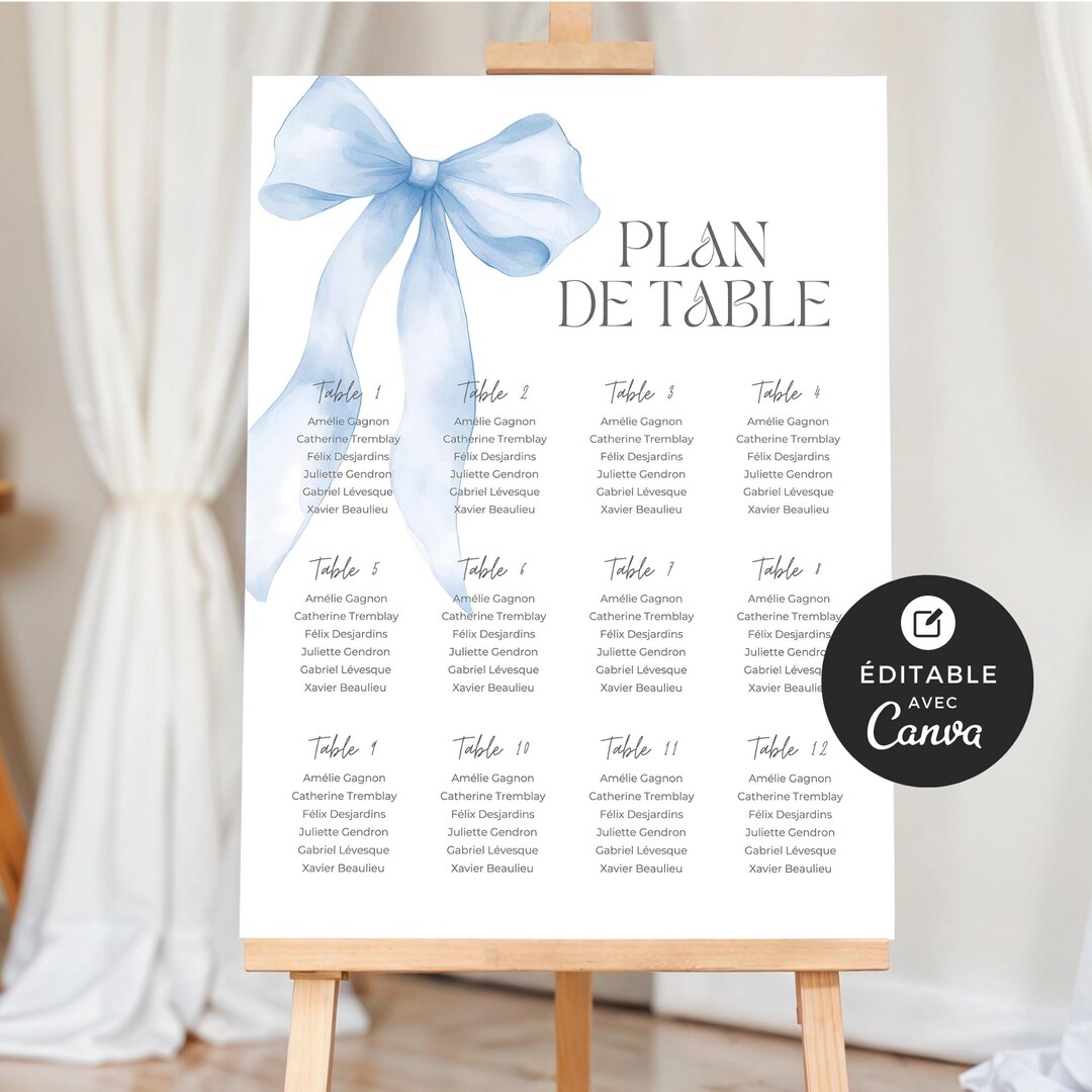 Plan De Table Shower De Bébé, Modèle Canva, Français, Imprimable Et ...