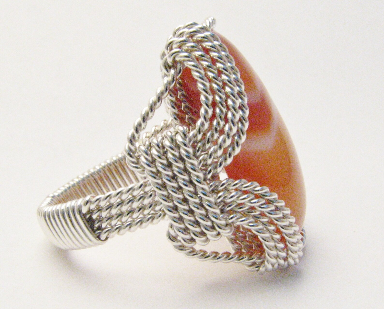 Wire Wrapped Ring / Handmade Ring / Wire Wrap Ring Red / White | Etsy